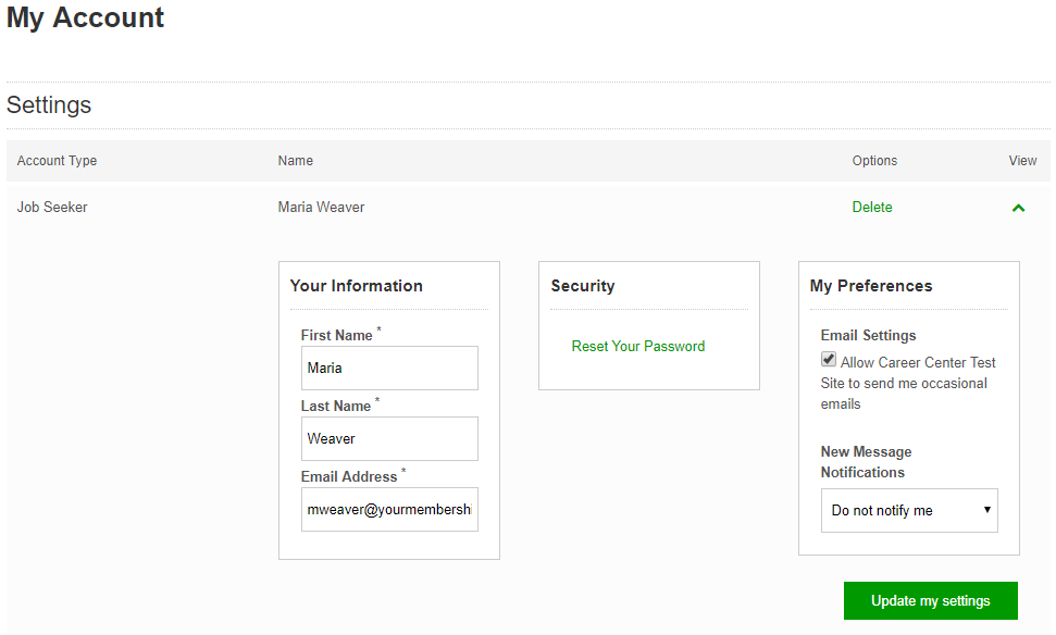Can I Edit My Job Seeker Account Info Such As My Email Address or Name ...